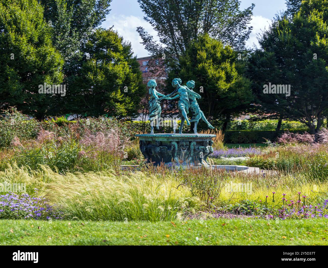 The famous fountain of the dancer at the well in the city of Elsinore ...