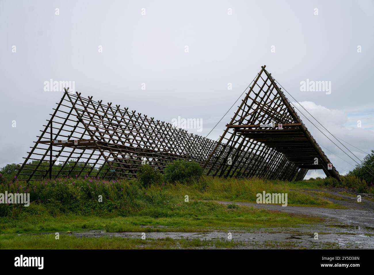 Empty fish drying flake in Svolvaer, Norway Stock Photo - Alamy