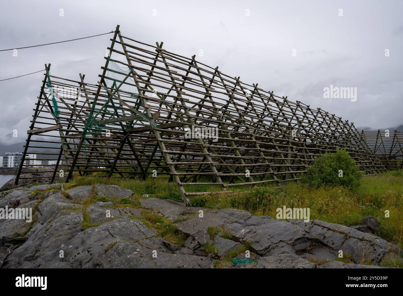 Empty fish drying flake in Svolvaer, Norway Stock Photo - Alamy
