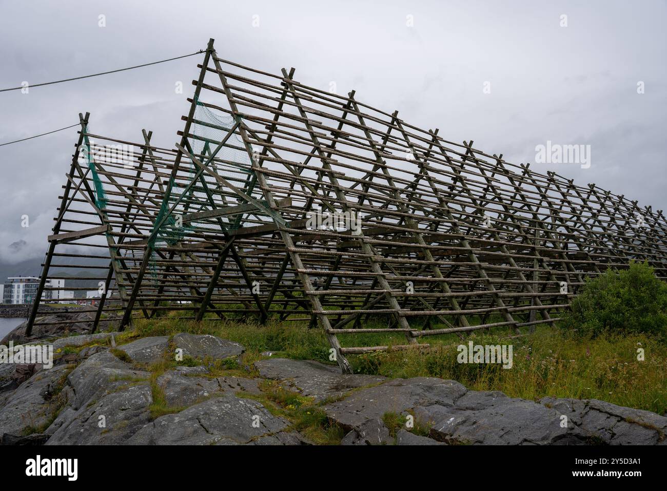 Empty fish drying flake in Svolvaer, Norway Stock Photo - Alamy
