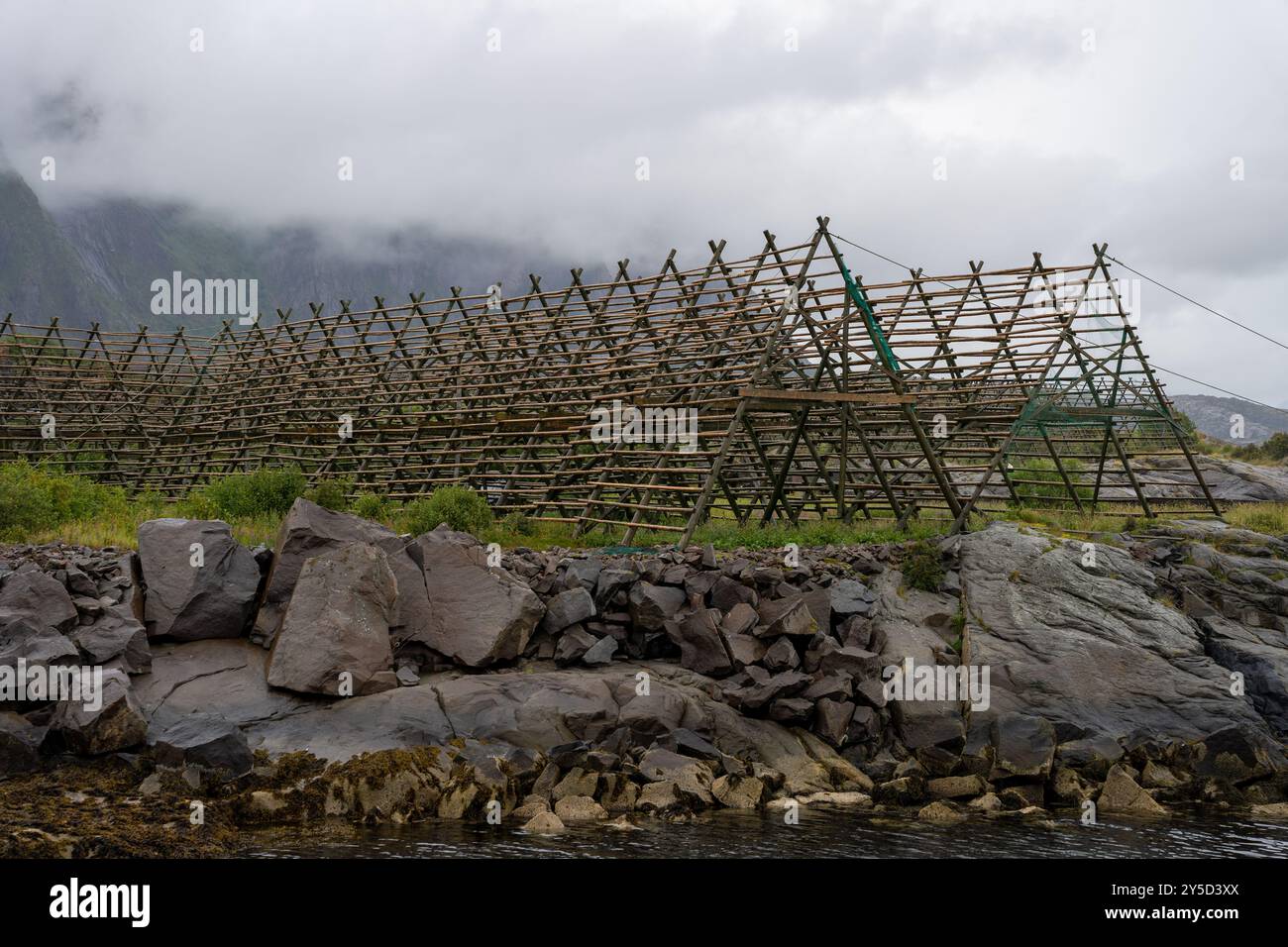 Empty fish drying flake in Svolvaer, Norway Stock Photo - Alamy