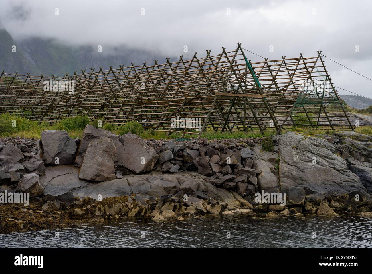 Empty fish drying flake in Svolvaer, Norway Stock Photo - Alamy