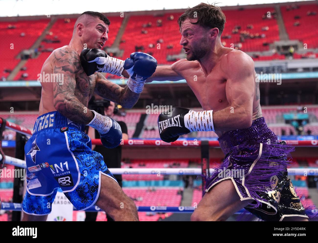 Mark Chamberlain (left) and Josh Padley in the light weight bout at ...