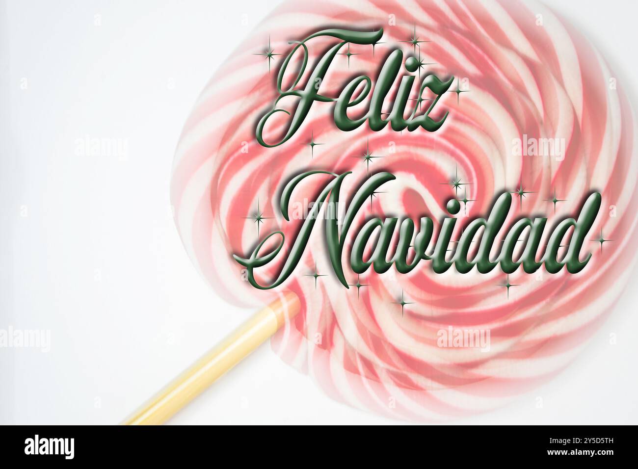 Christmas card with a Christmas lollypop on a white background. With ...