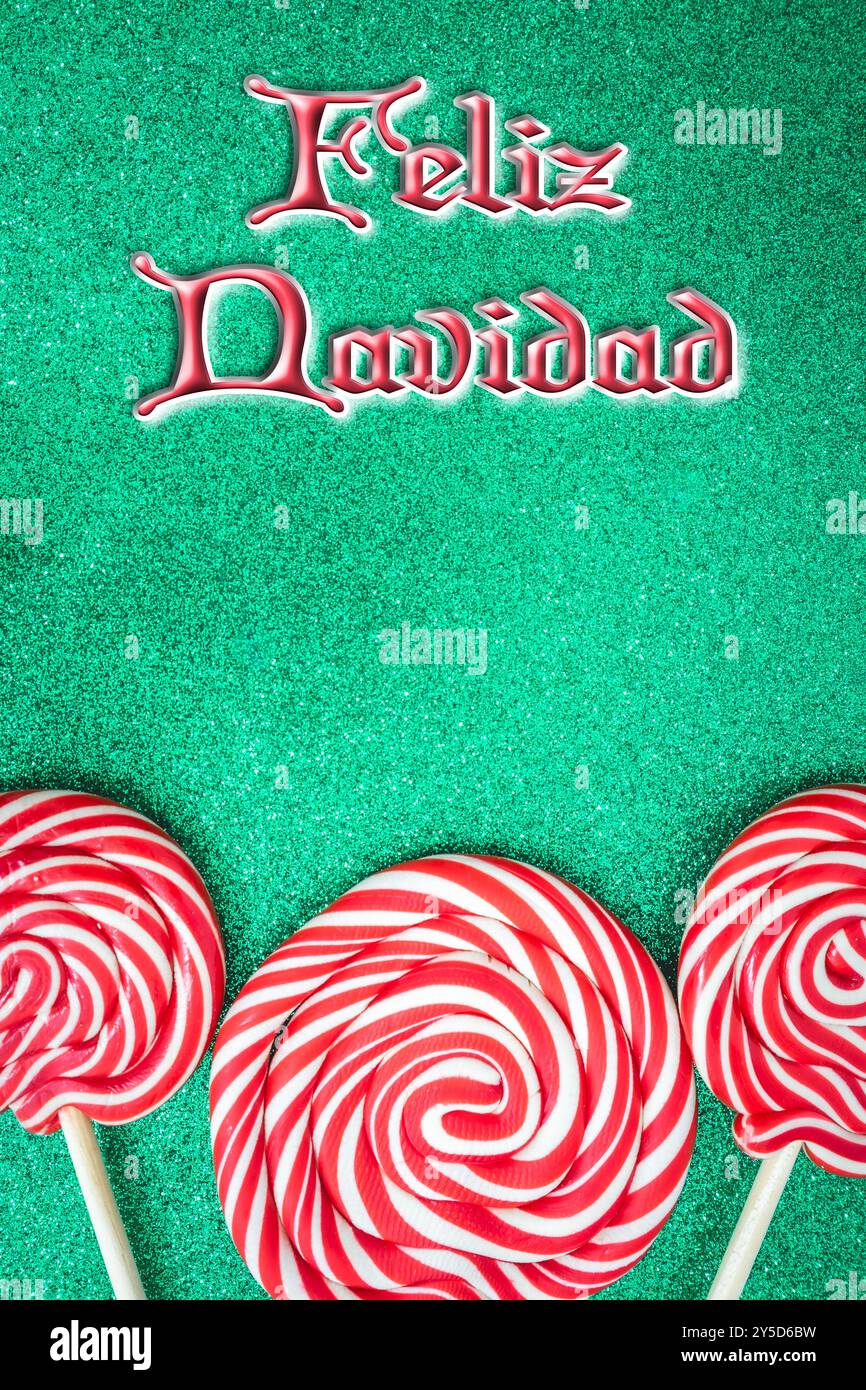 Christmas card with Merry Christmas in Spanish. with red and white ...