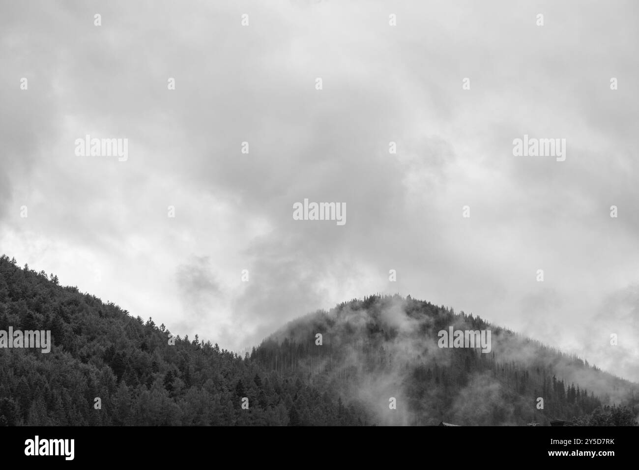 Foggy mountains sunrise mountain Black and White Stock Photos & Images ...