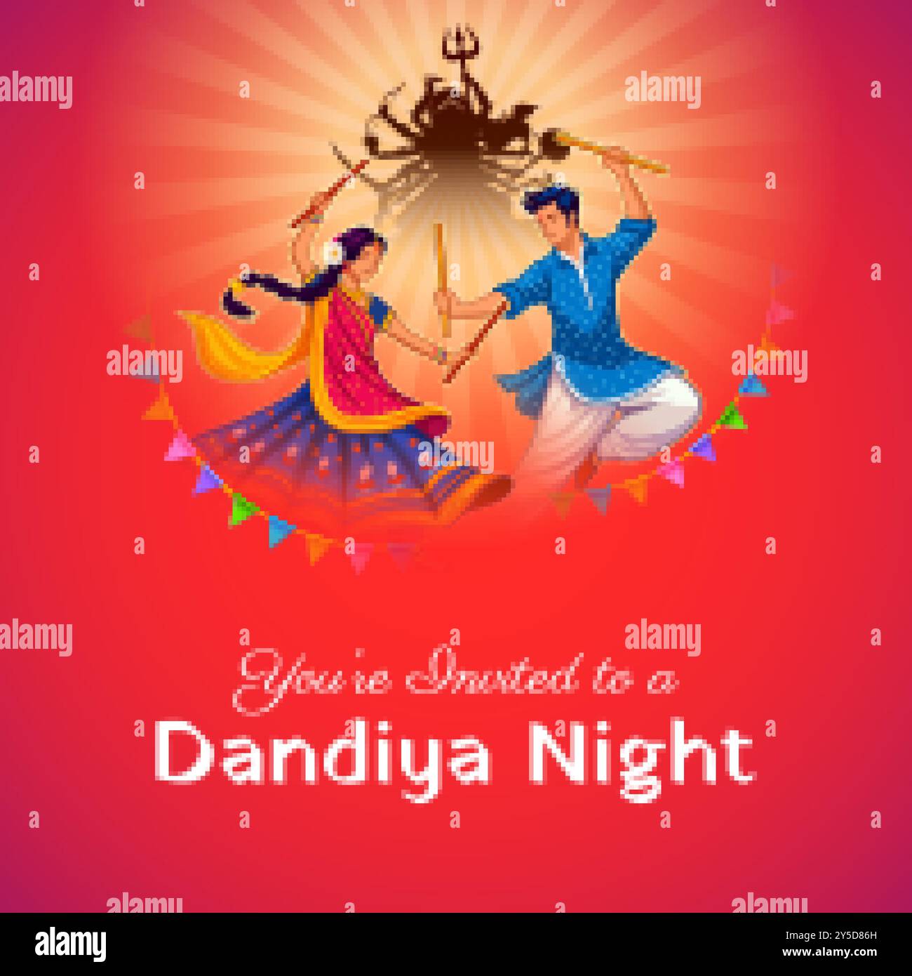 Dandiya in disco Garba Night banner poster for Navratri Dussehra ...