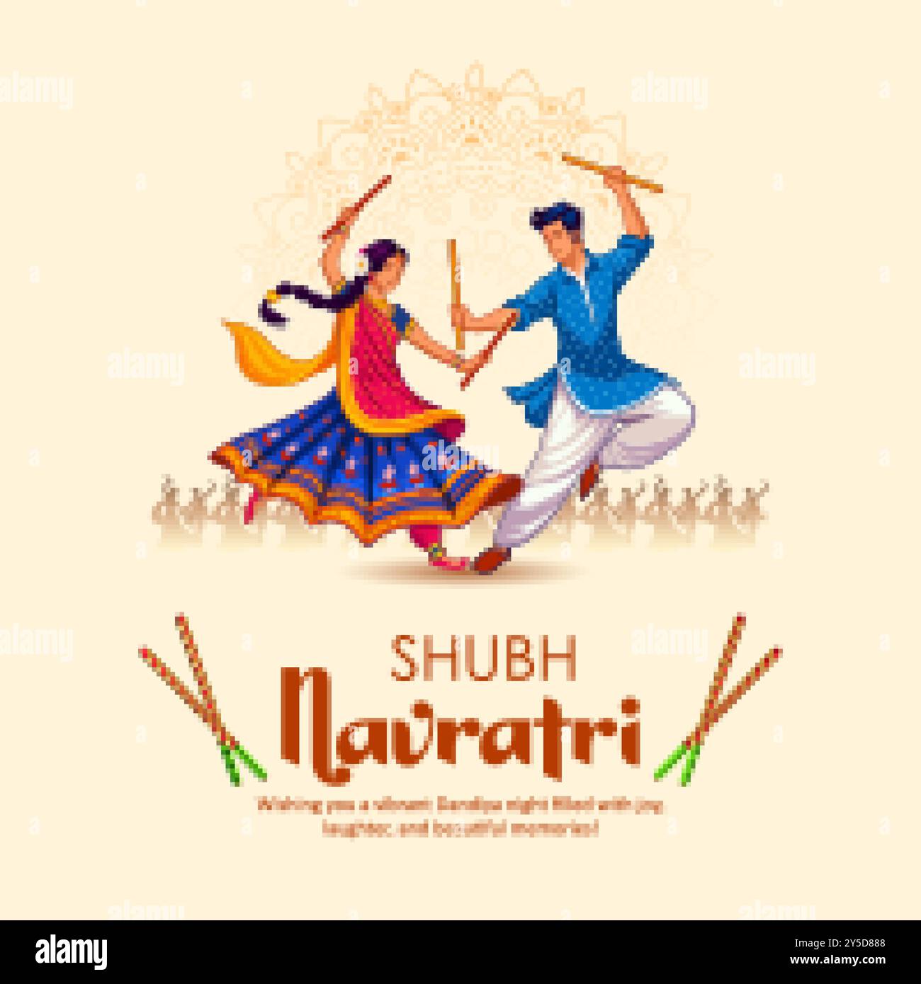 Dandiya in disco Garba Night banner poster for Navratri Dussehra ...
