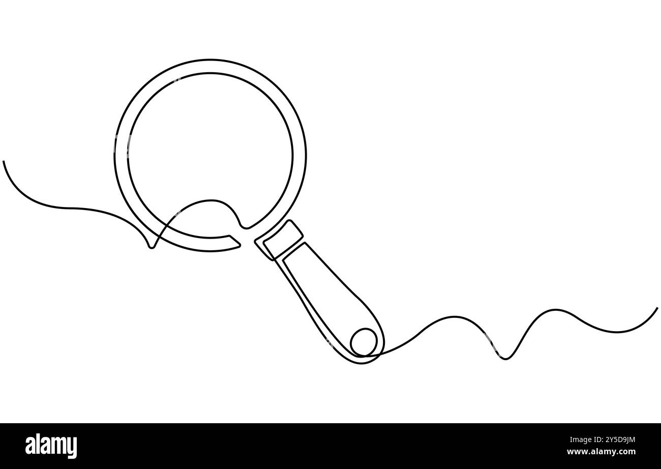 One continuous line illustration of magnifying glass. Continuous line ...