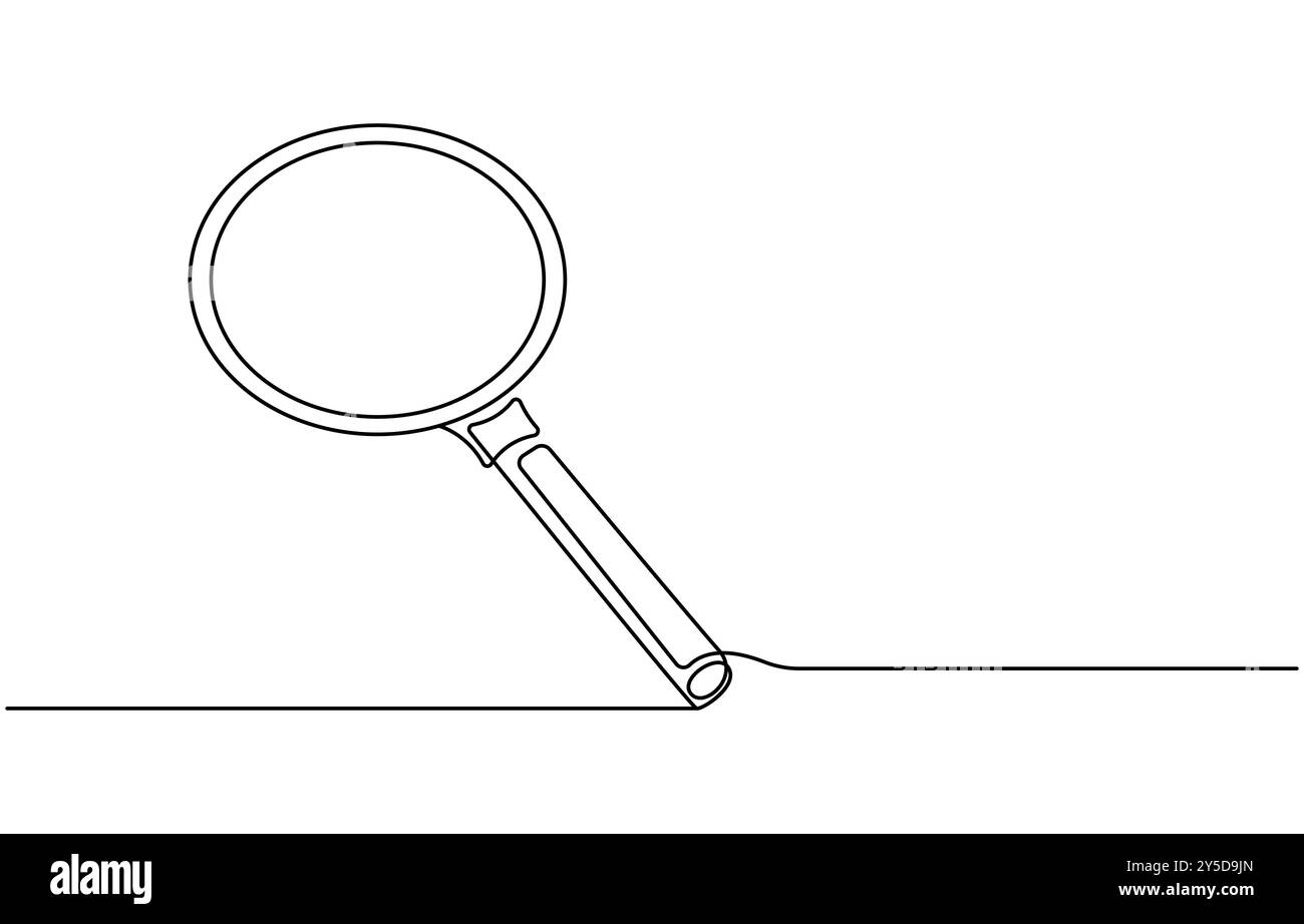 One continuous line illustration of magnifying glass. Continuous line ...