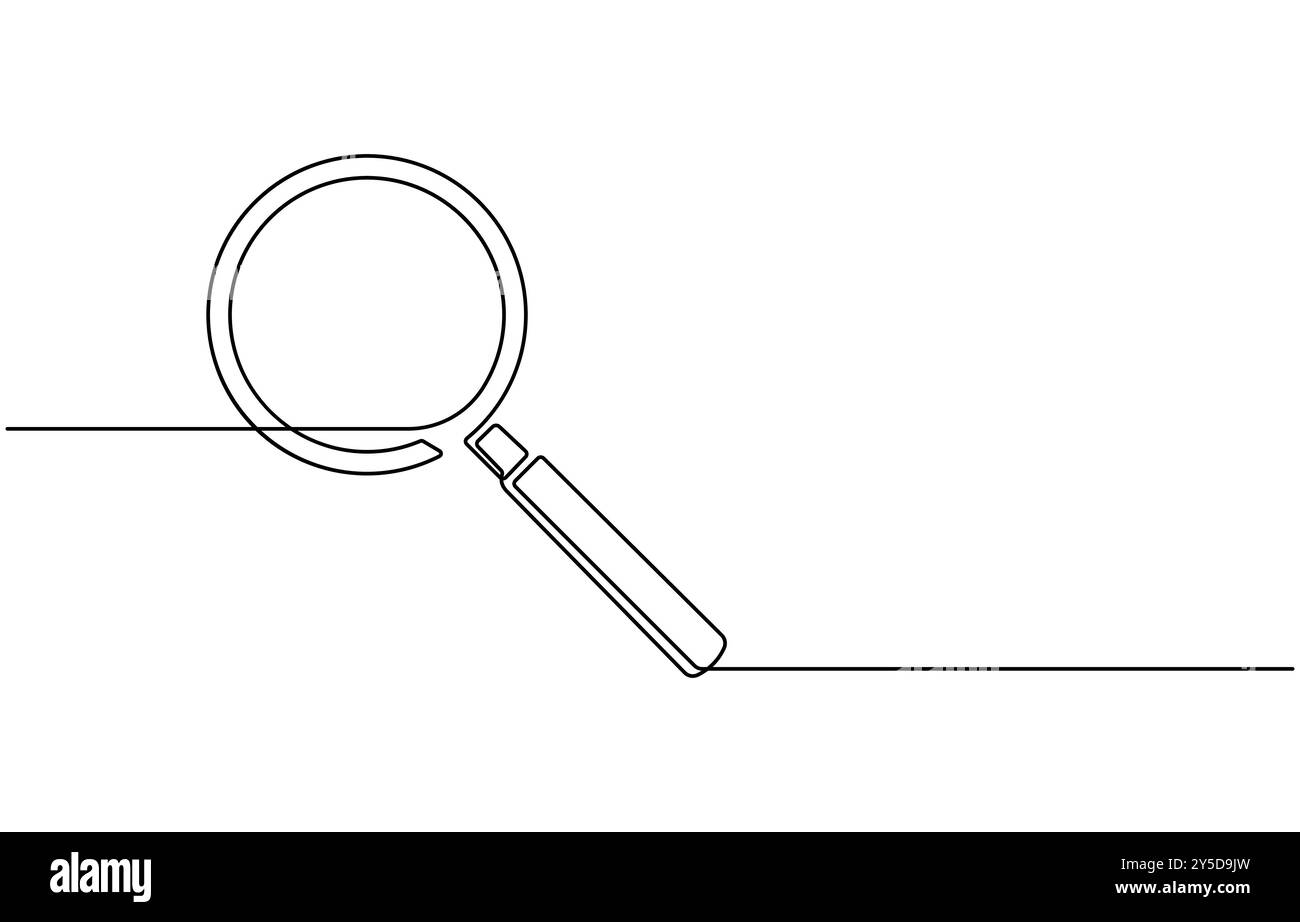 One continuous line illustration of magnifying glass. Continuous line ...