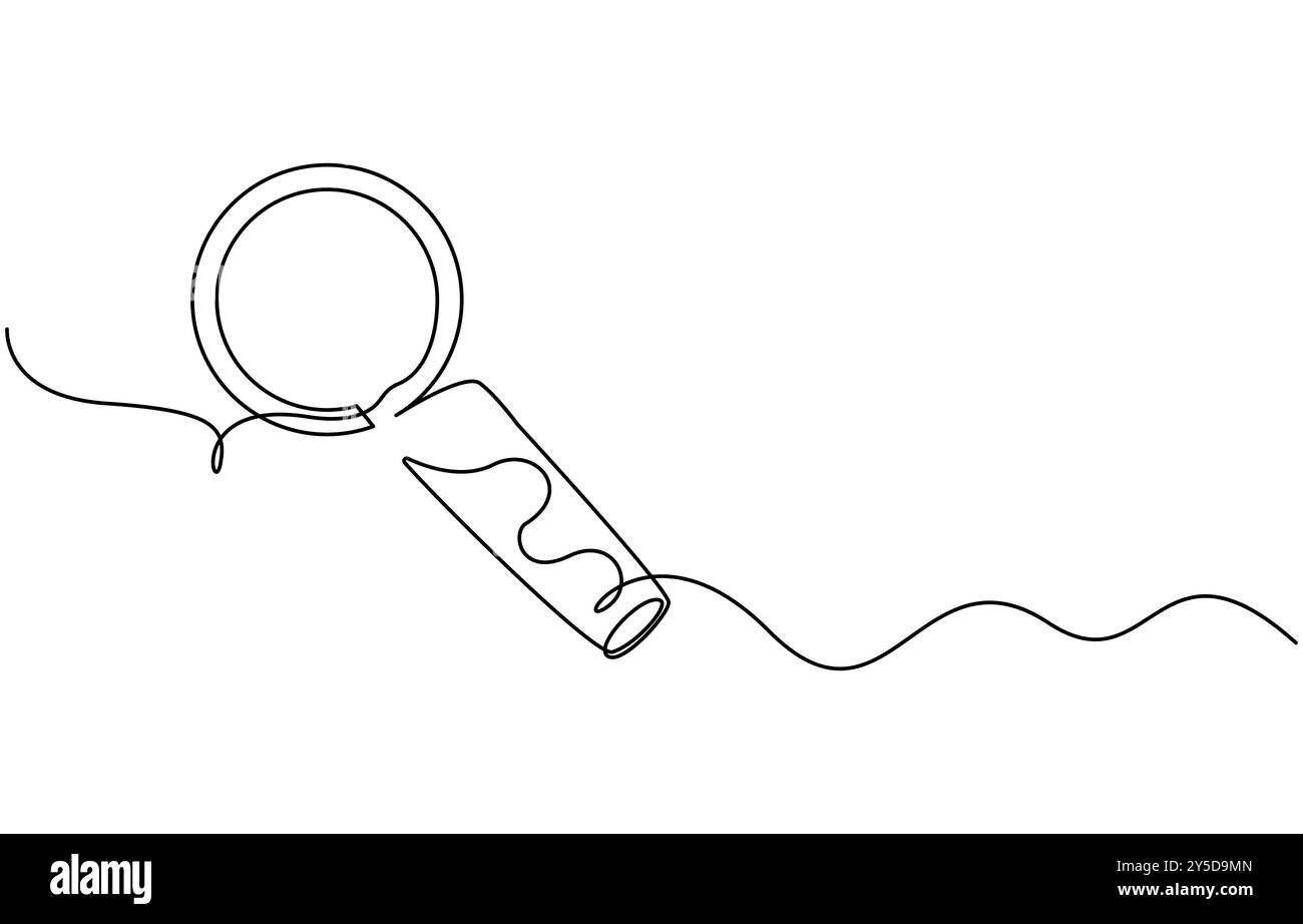 One continuous line illustration of magnifying glass. Continuous line ...
