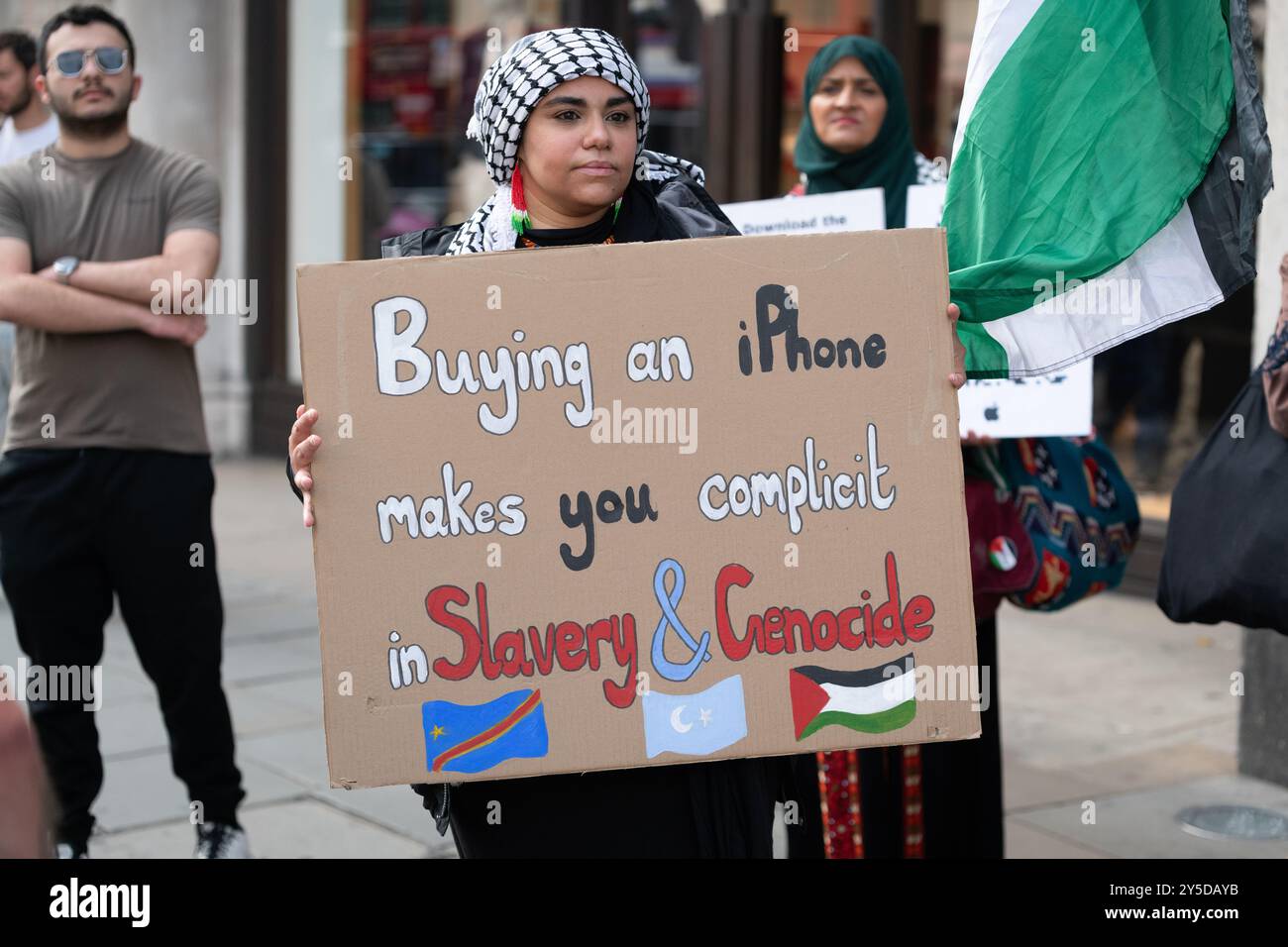 London, UK. 21 September, 2024. In a protest timed to coincide with the ...