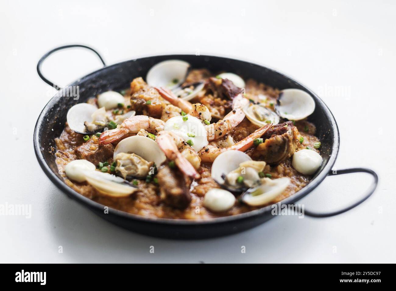 Seafood and rice paella traditional famous spanish food Stock Photo - Alamy