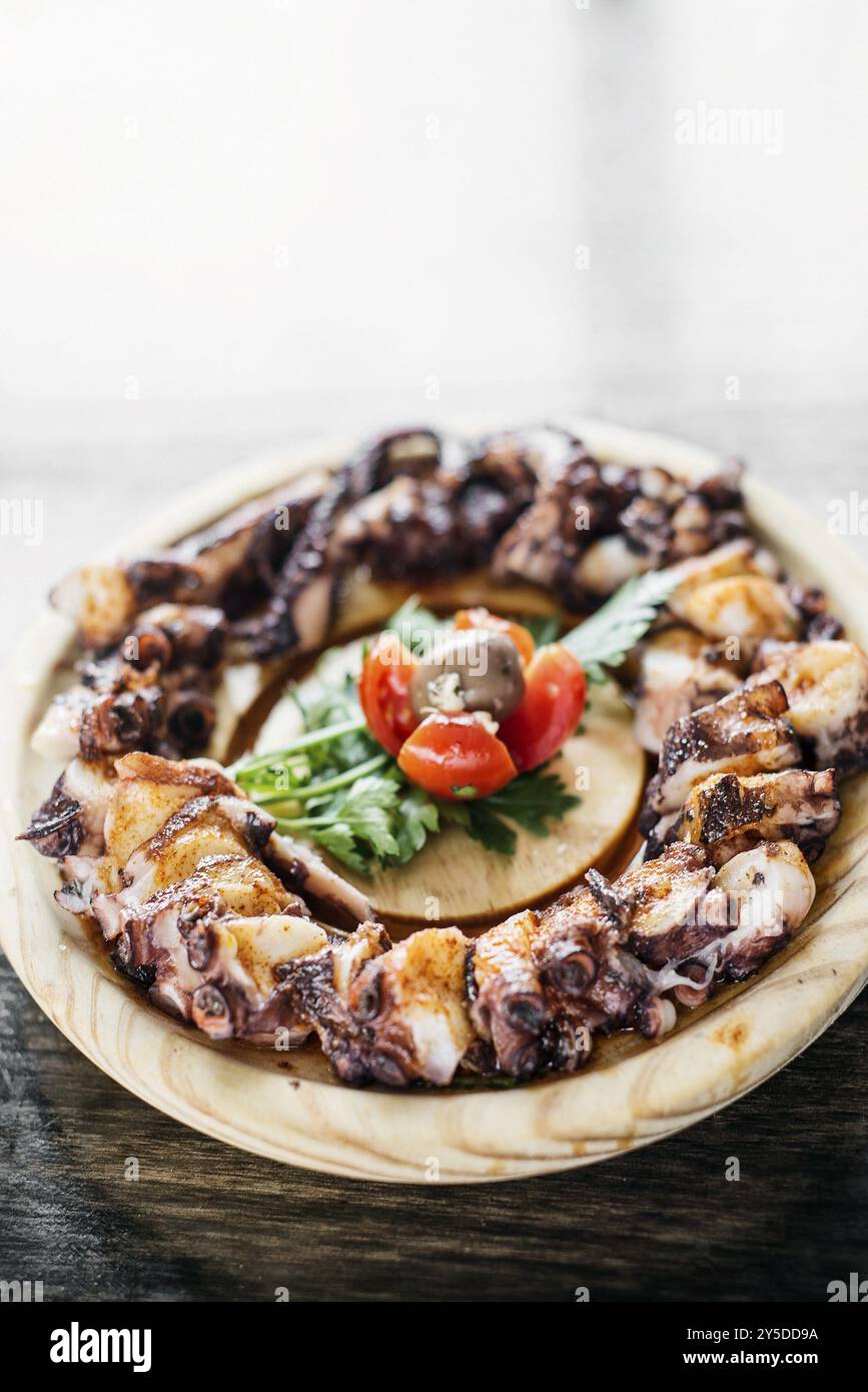 Bolied octopus in spicy sauce tapas starter portuguese and spanish ...