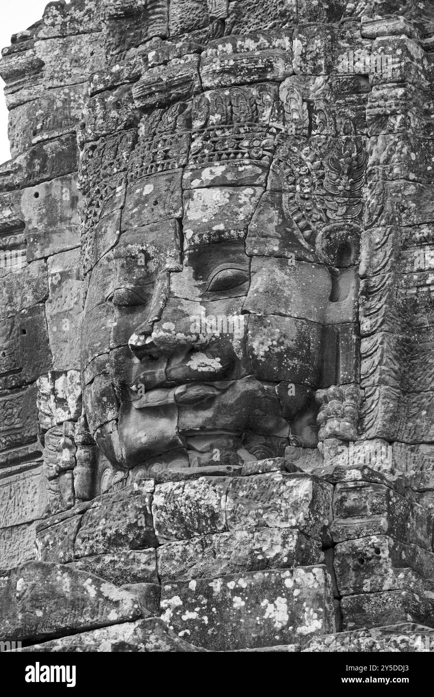 Tower of faces in the Bayon temple in Angkor Thom in Cambodia Stock ...