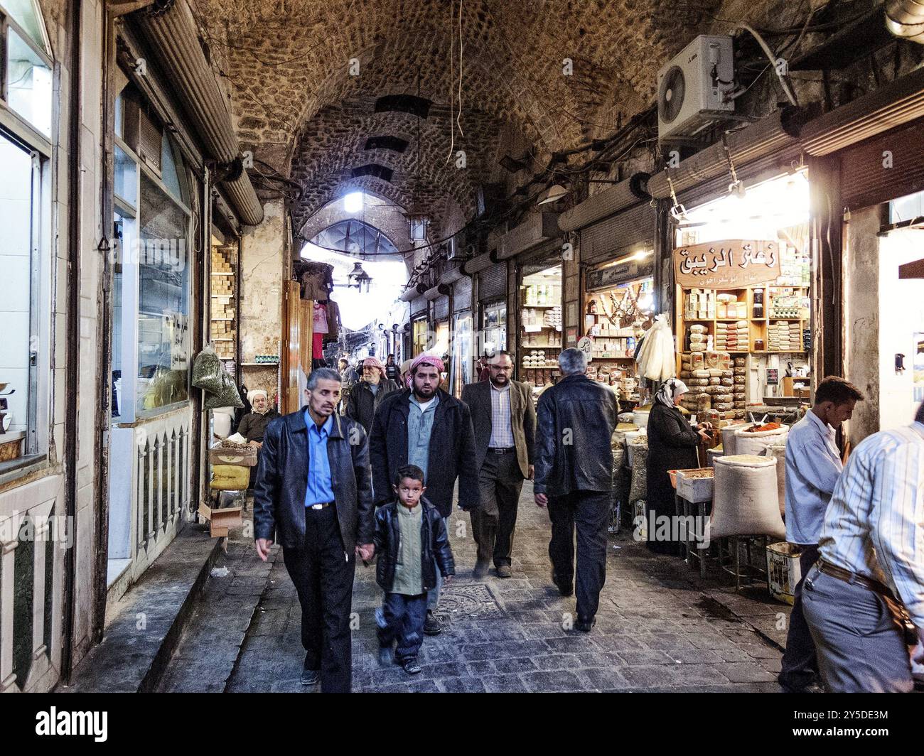 Busy souk market shopping street in old town of aleppo syria Stock ...