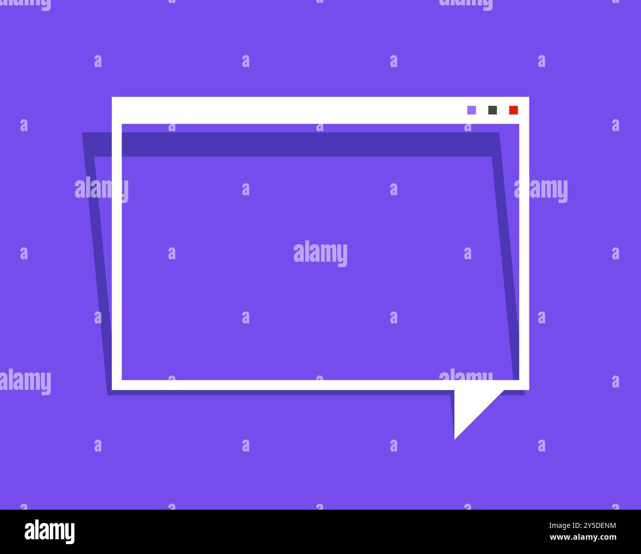 Blank chat window design. Empty chat box on purple background for ...