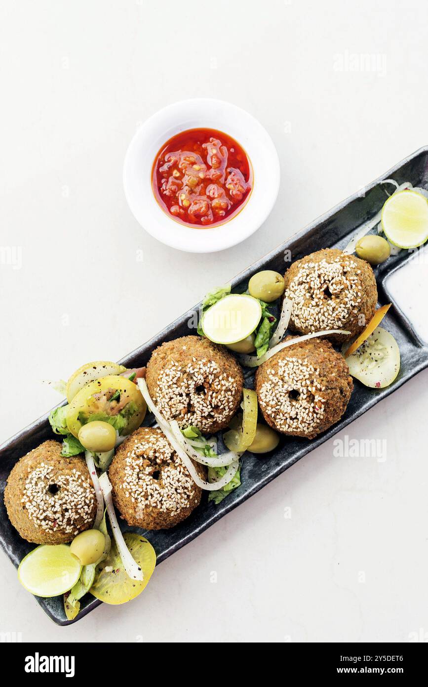 Chickpea falafel traditional middle eastern food snack platter starter ...