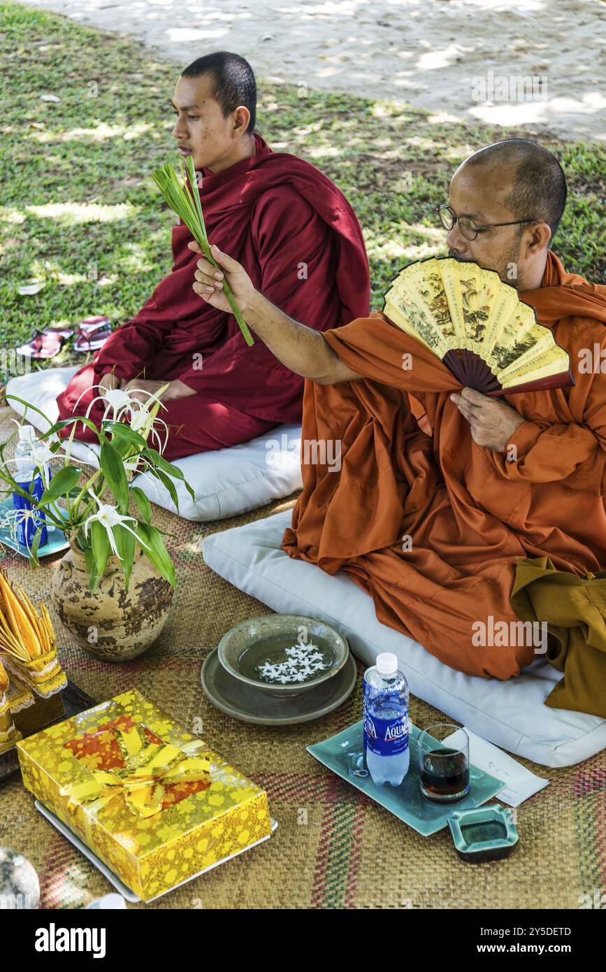 Monks blessing buddhist wedding ceremony on kep coast in cambodia asia ...