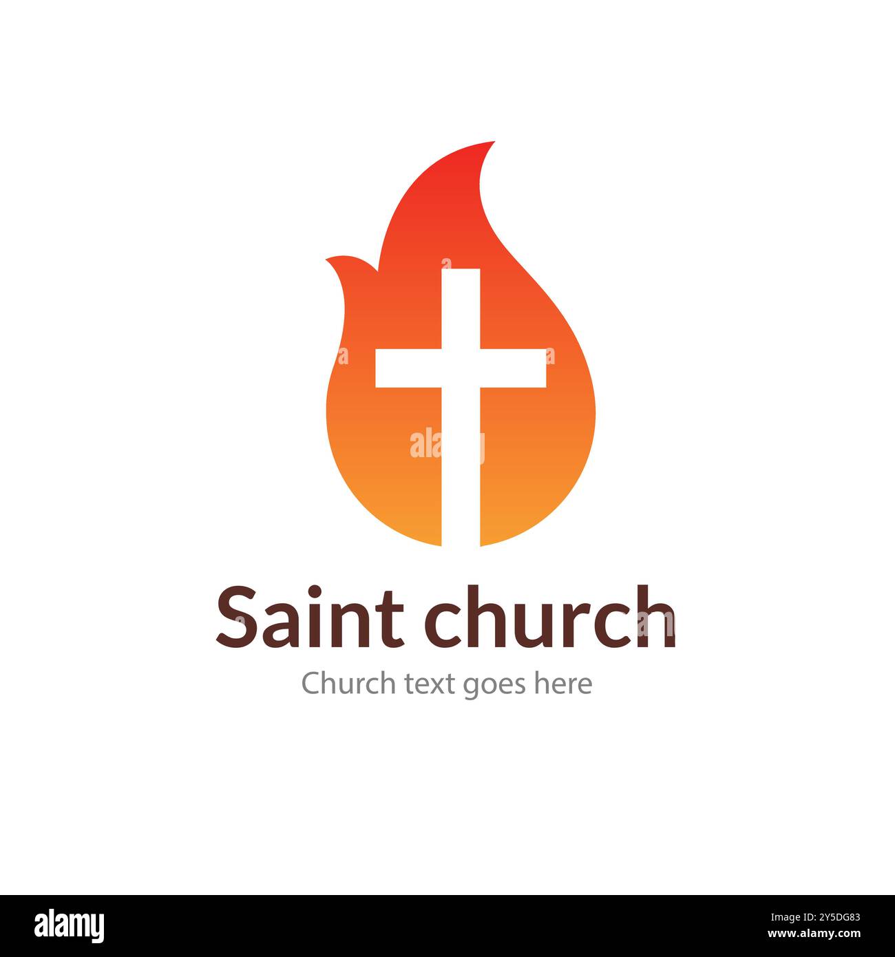 Church logo cross flame icon. Religious christian emblem symbol worship ...