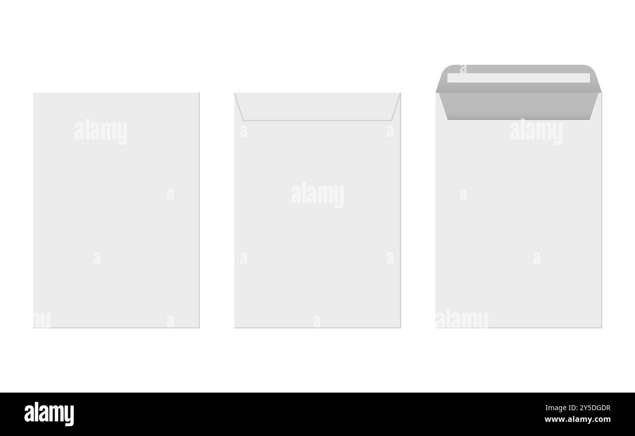 Set of envelope templates. Collection of blank white envelopes in ...