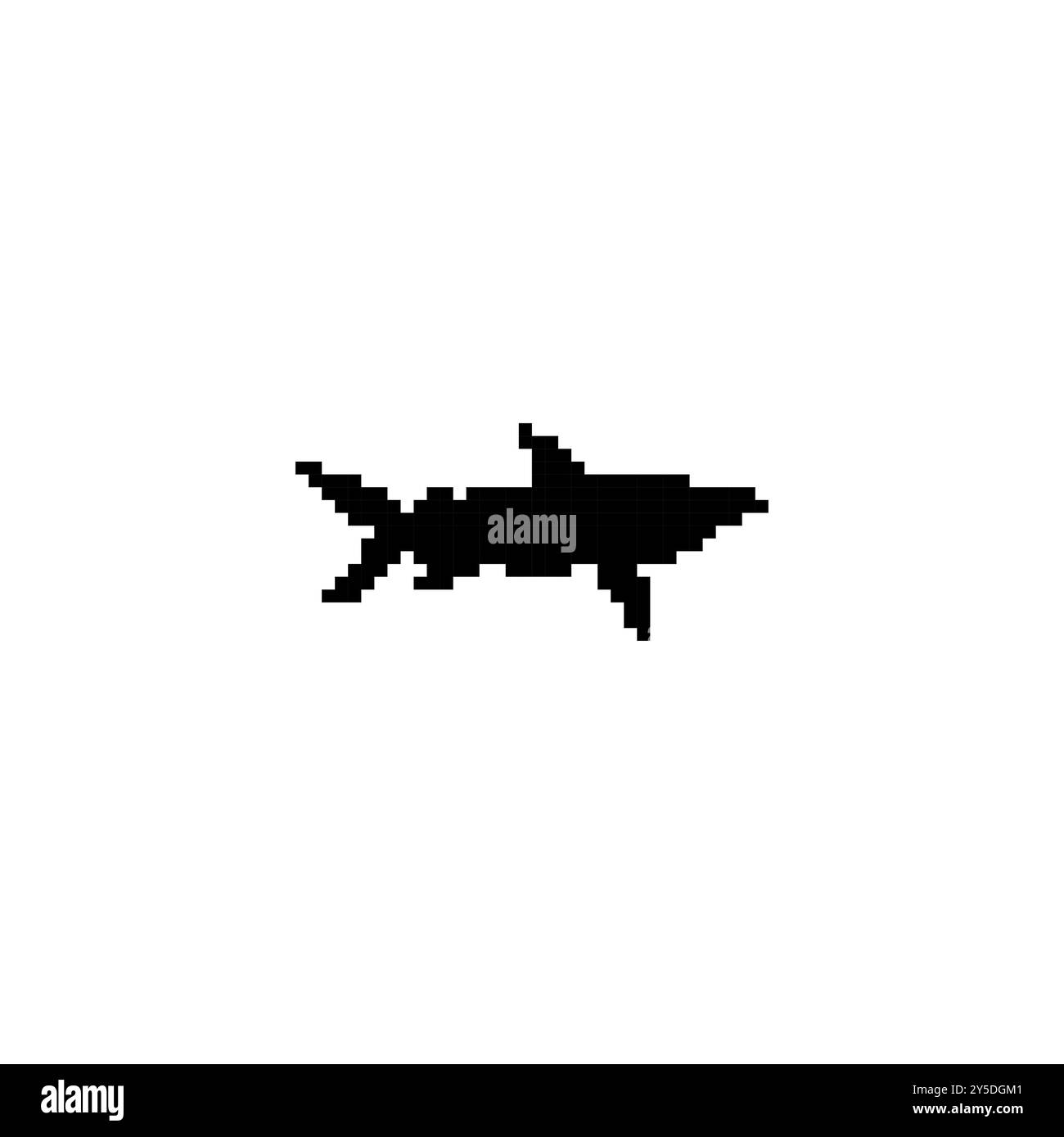 Pixel art black shark silhouette. Minimalistic shark icon in pixelated ...