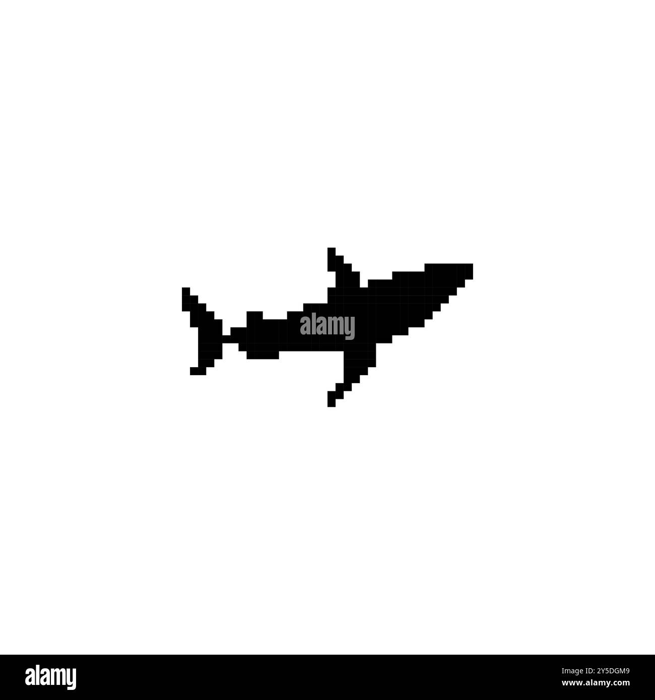 Pixel art black shark silhouette. Minimalistic shark icon in pixelated ...