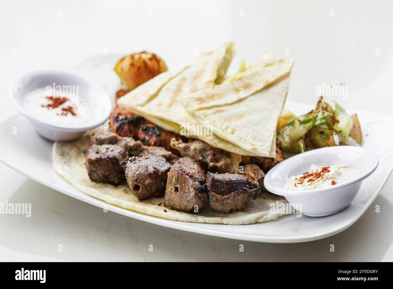 Traditional middle eastern food mixed bbq barbecue grilled meat platter ...