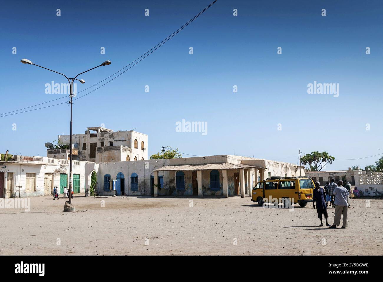 Local red sea style architecture street in central massawa old town ...