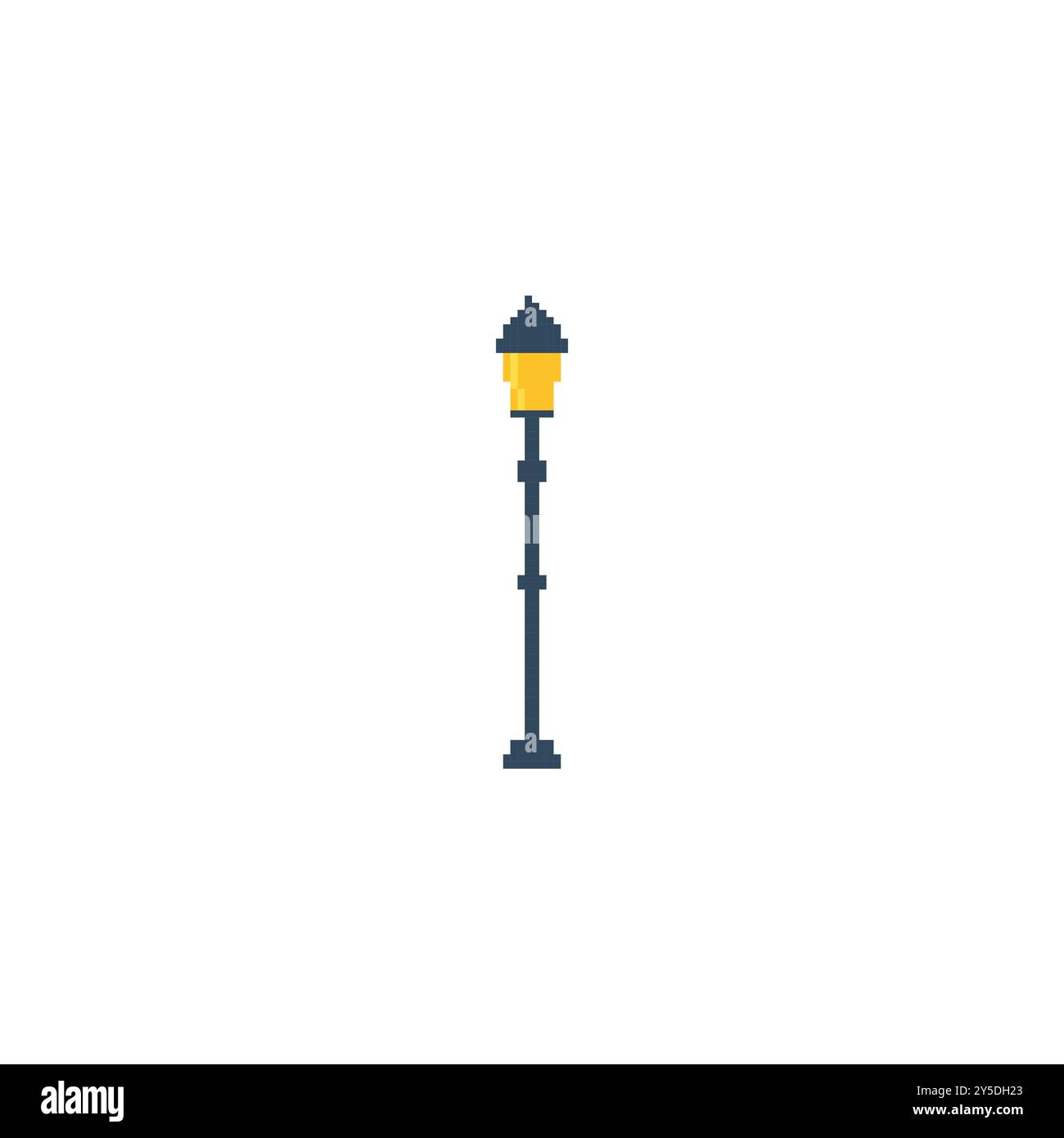 Pixelated street lamp icon. Simple pixel art tall black street lamp ...
