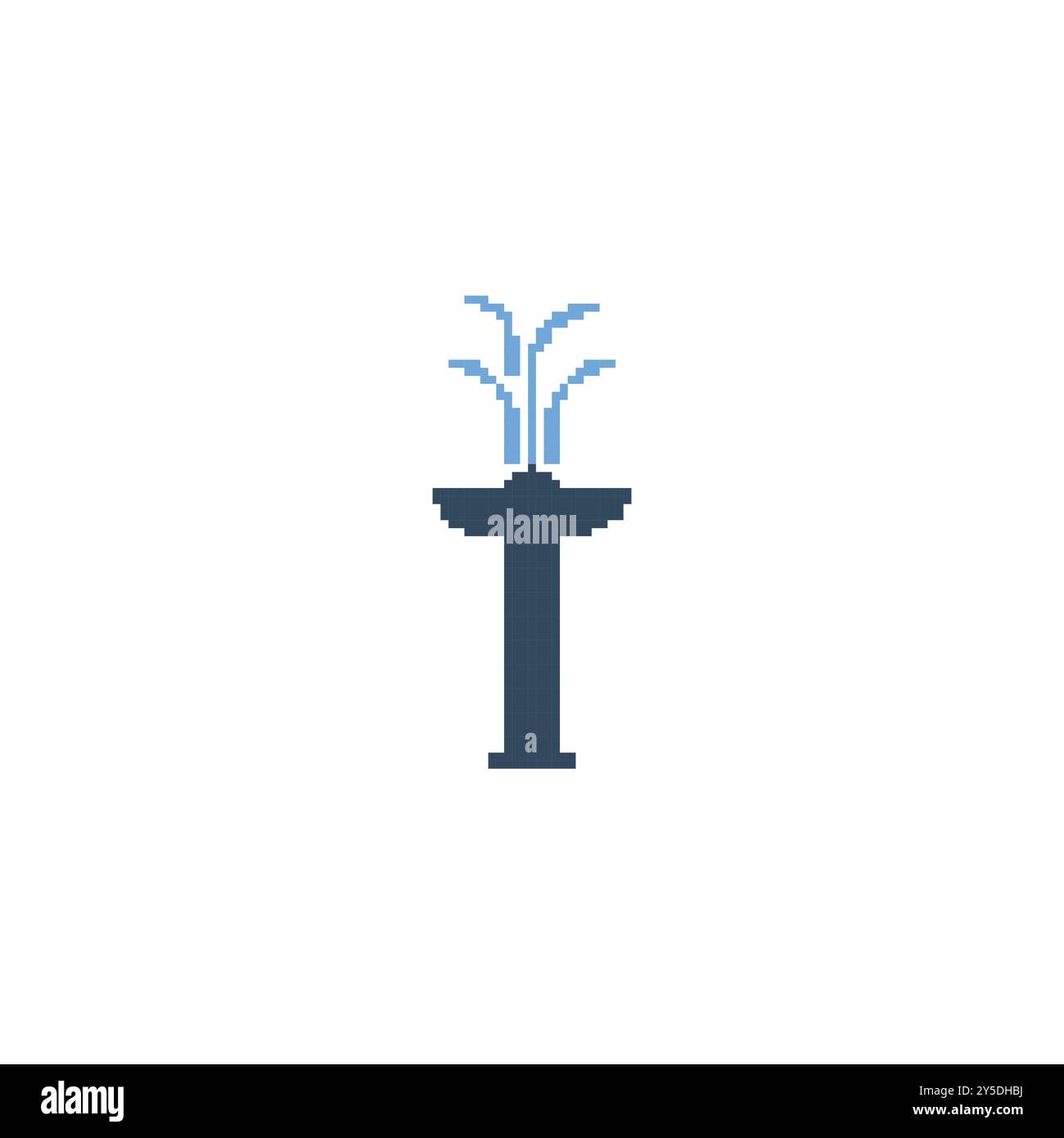 Pixelated water fountain icon. Simple pixel art black fountain with ...