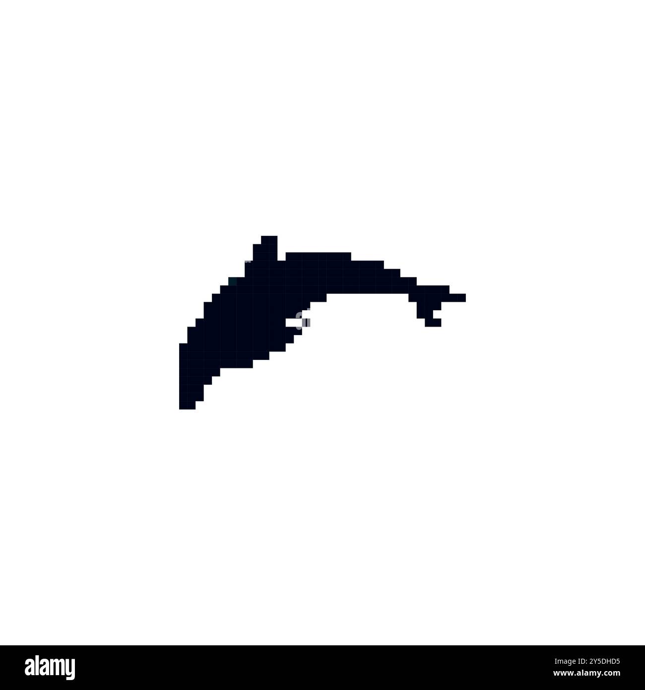 Pixel art black dolphin silhouette. Minimalistic dolphin icon in pixelated retro style Stock ...