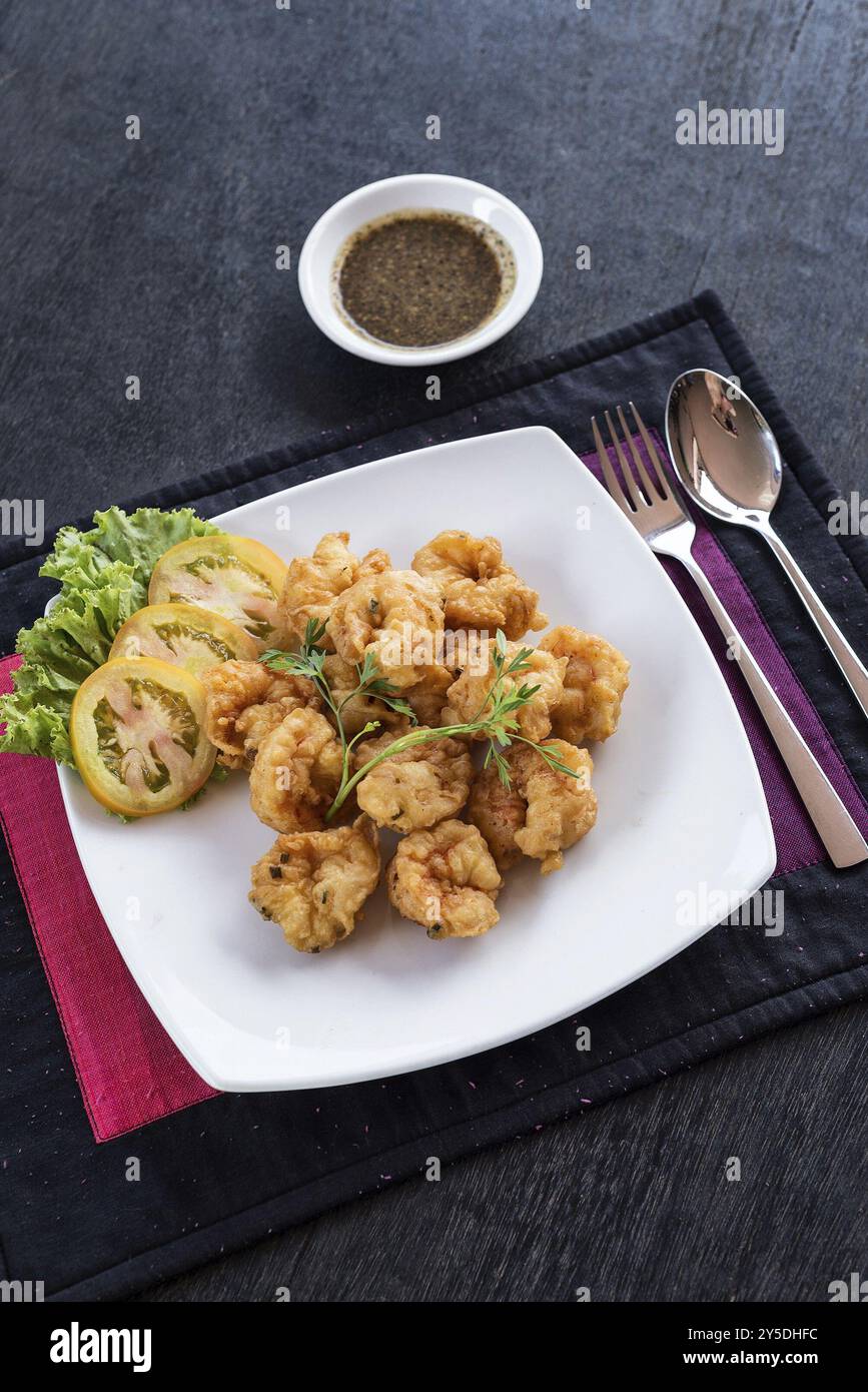 Fresh prawn tempura fried seafood starter Stock Photo - Alamy