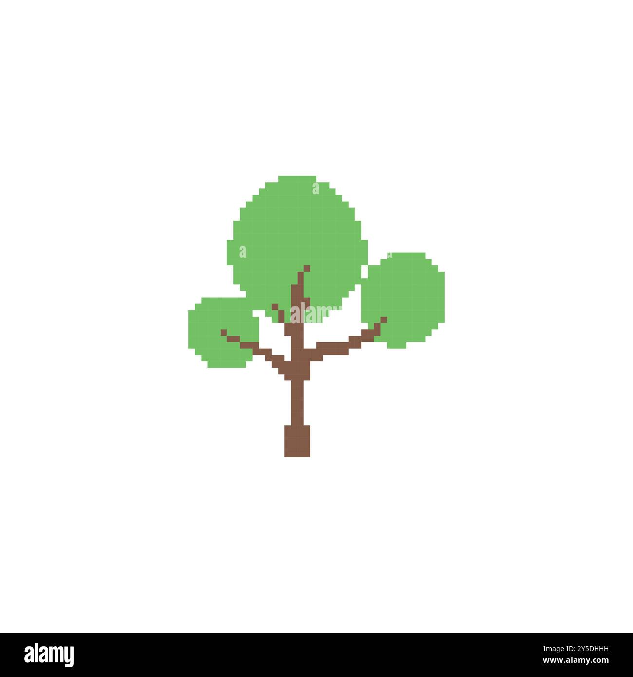Simple pixelated tree icon. Minimalistic pixel art tree with green ...