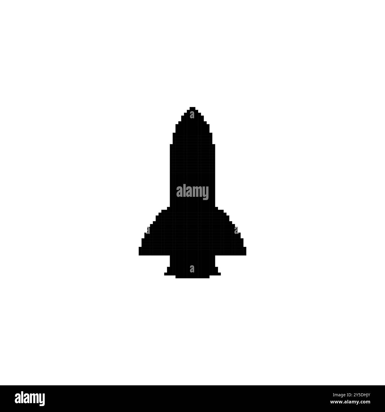Pixel art black rocket silhouette. Minimalistic rocket icon in retro ...