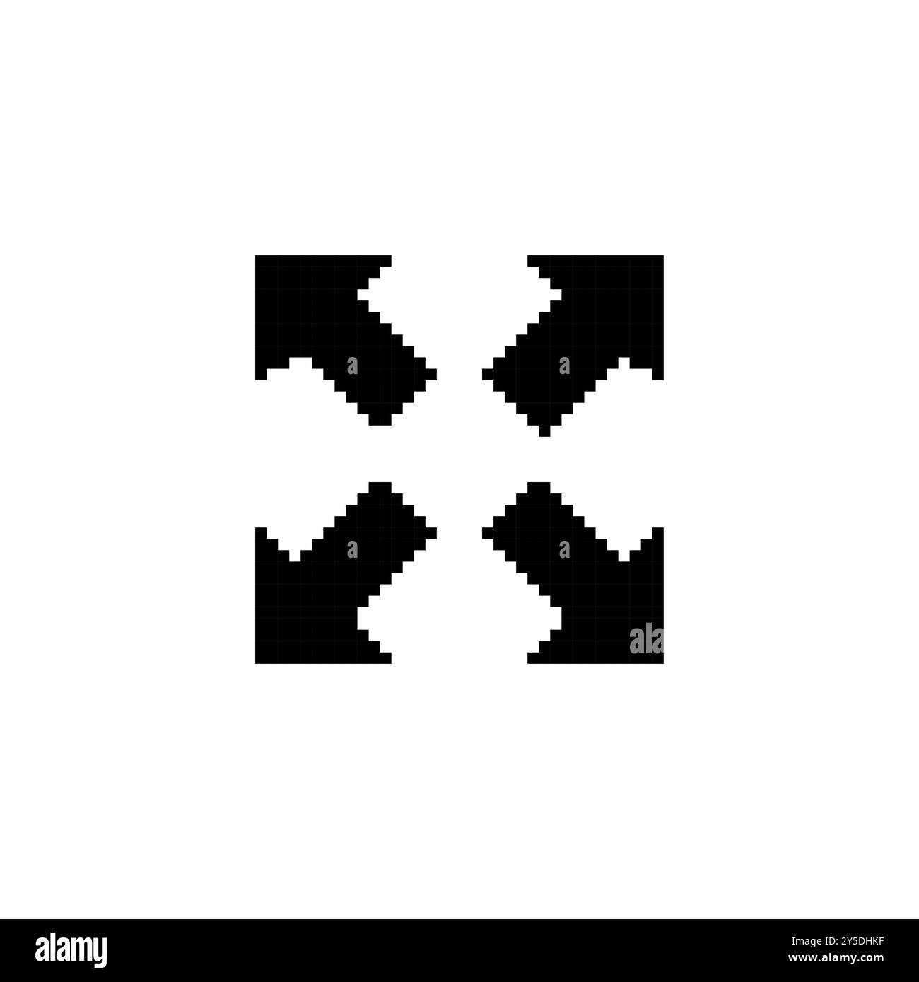 Pixel art expand arrows in black. Minimalistic four arrows pointing ...
