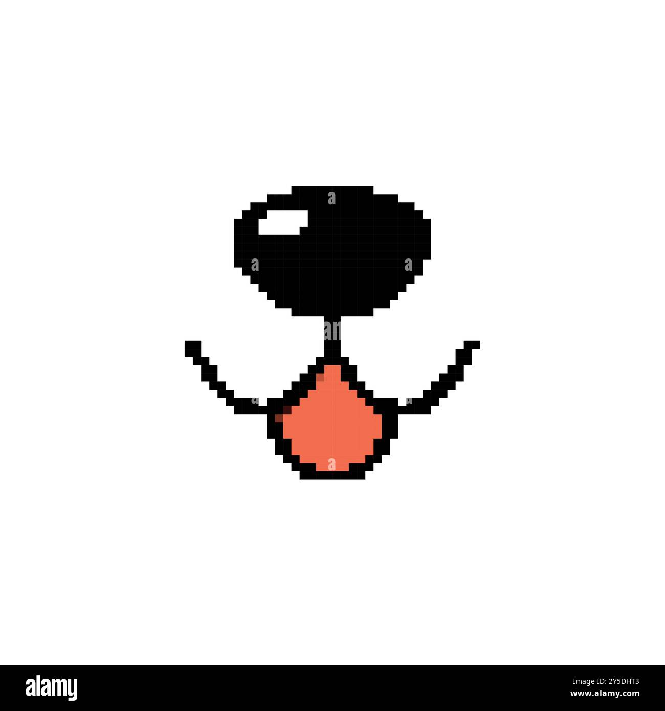 Pixel art black dog with orange tongue. Minimalistic dog character in ...