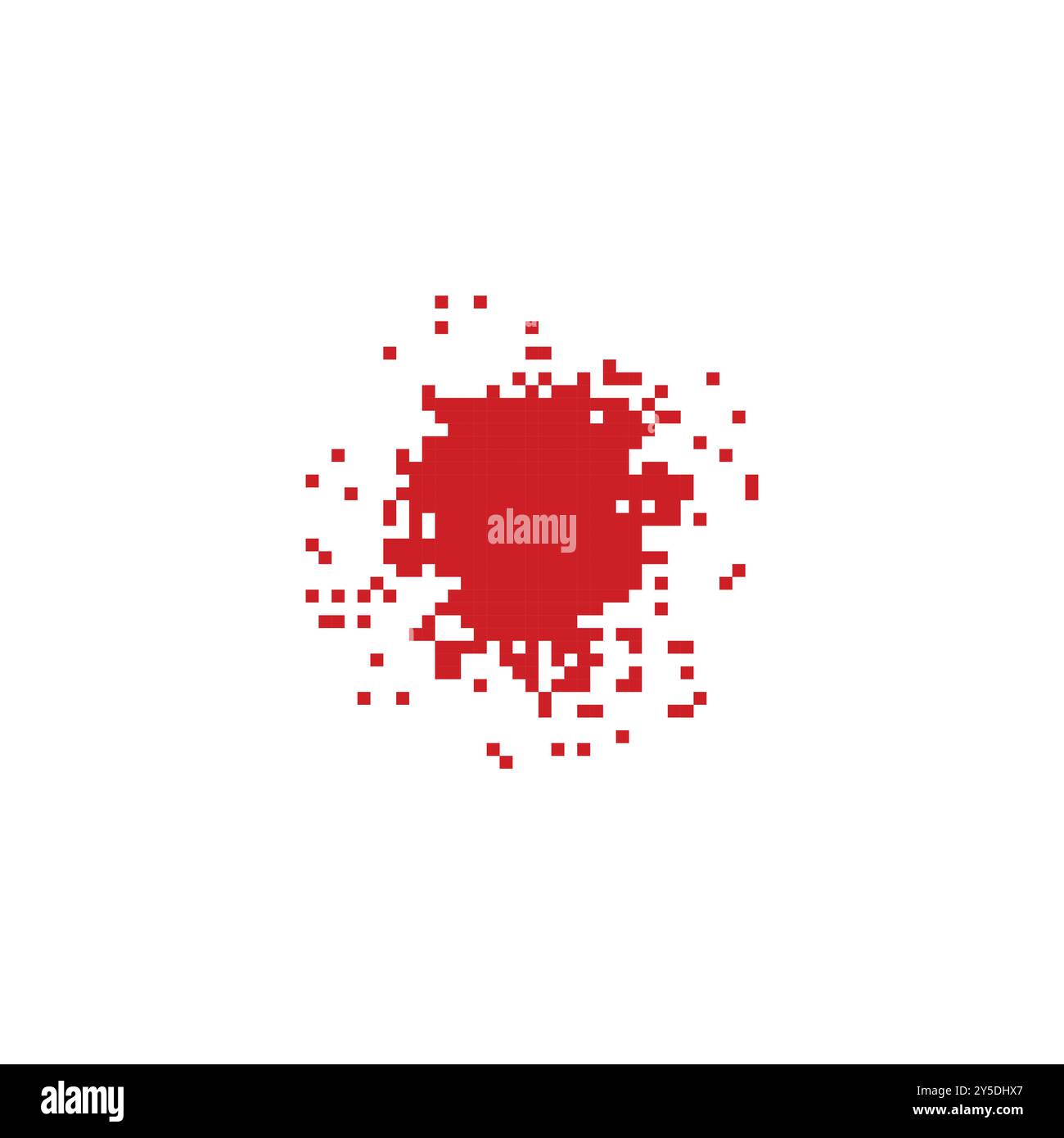 Red blood splatter in pixel art style. Pixelated blood stain with drips ...