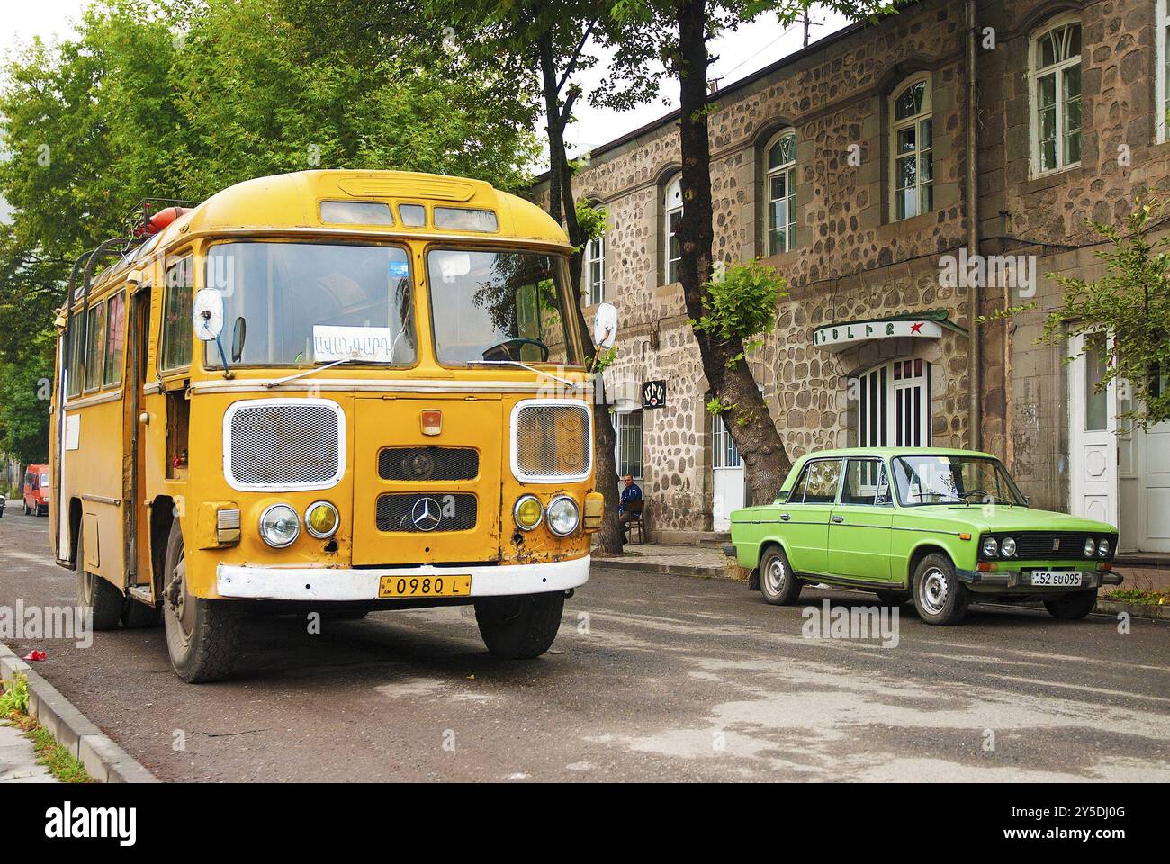 Vintage bus in south armenia Stock Photo - Alamy
