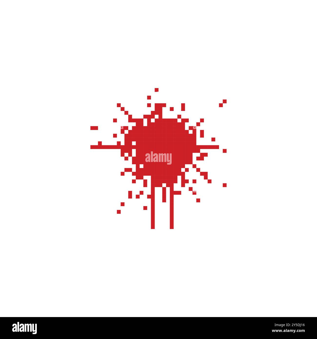 Red blood splatter in pixel art style. Pixelated blood stain with drips ...