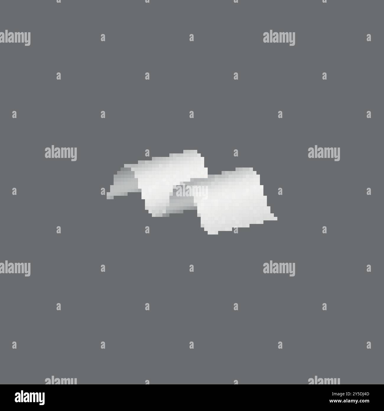 Pixelated white paper sheets illustration. Simple pixel art of two ...