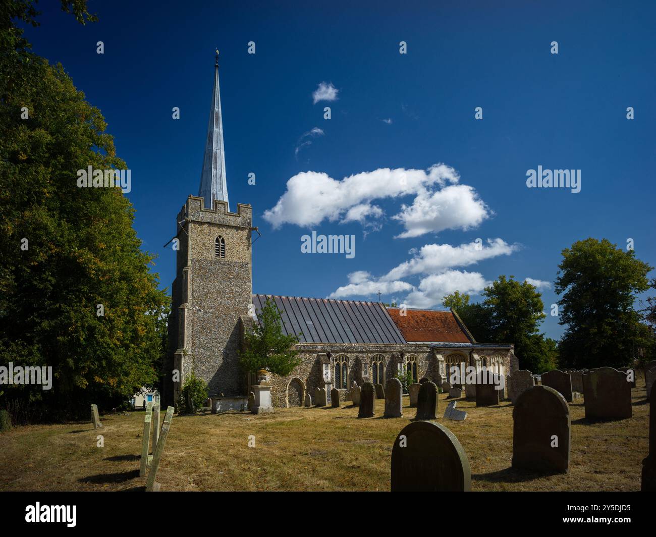 Yoxford, Suffolk, UK - August 21st 2024 - View of the exterior of Saint ...