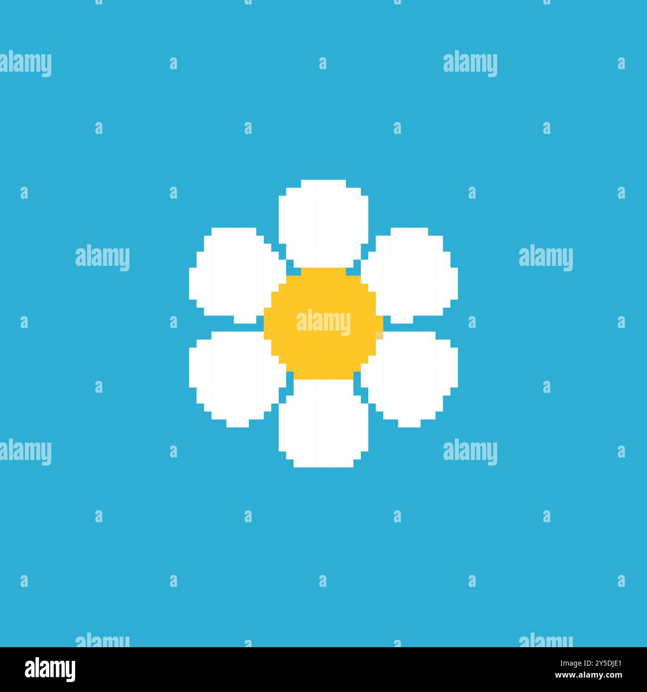 Pixelated daisy flower illustration. Simple pixel art of a white daisy ...