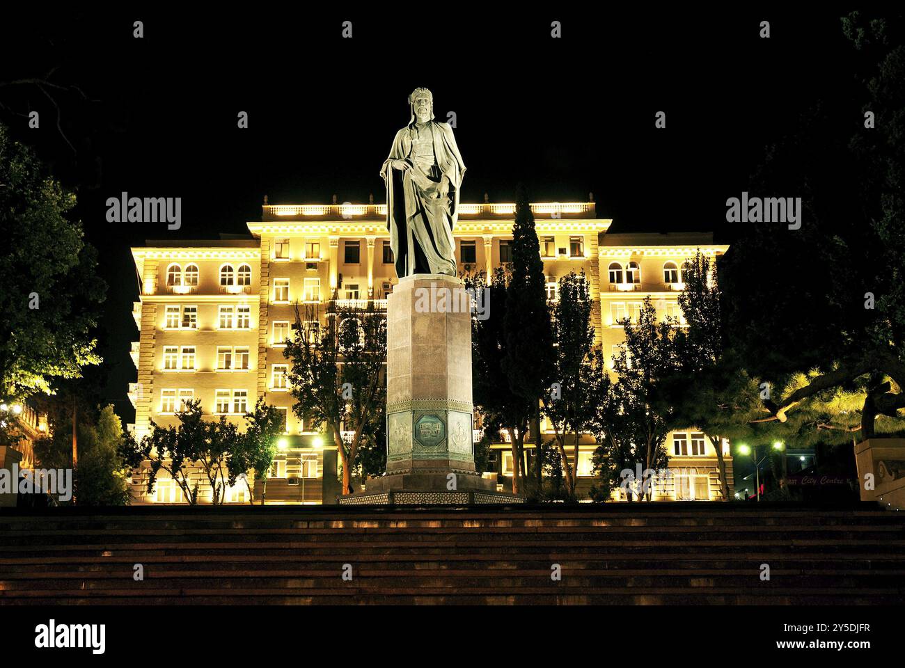 City square night scene in baku azerbaijan Stock Photo - Alamy