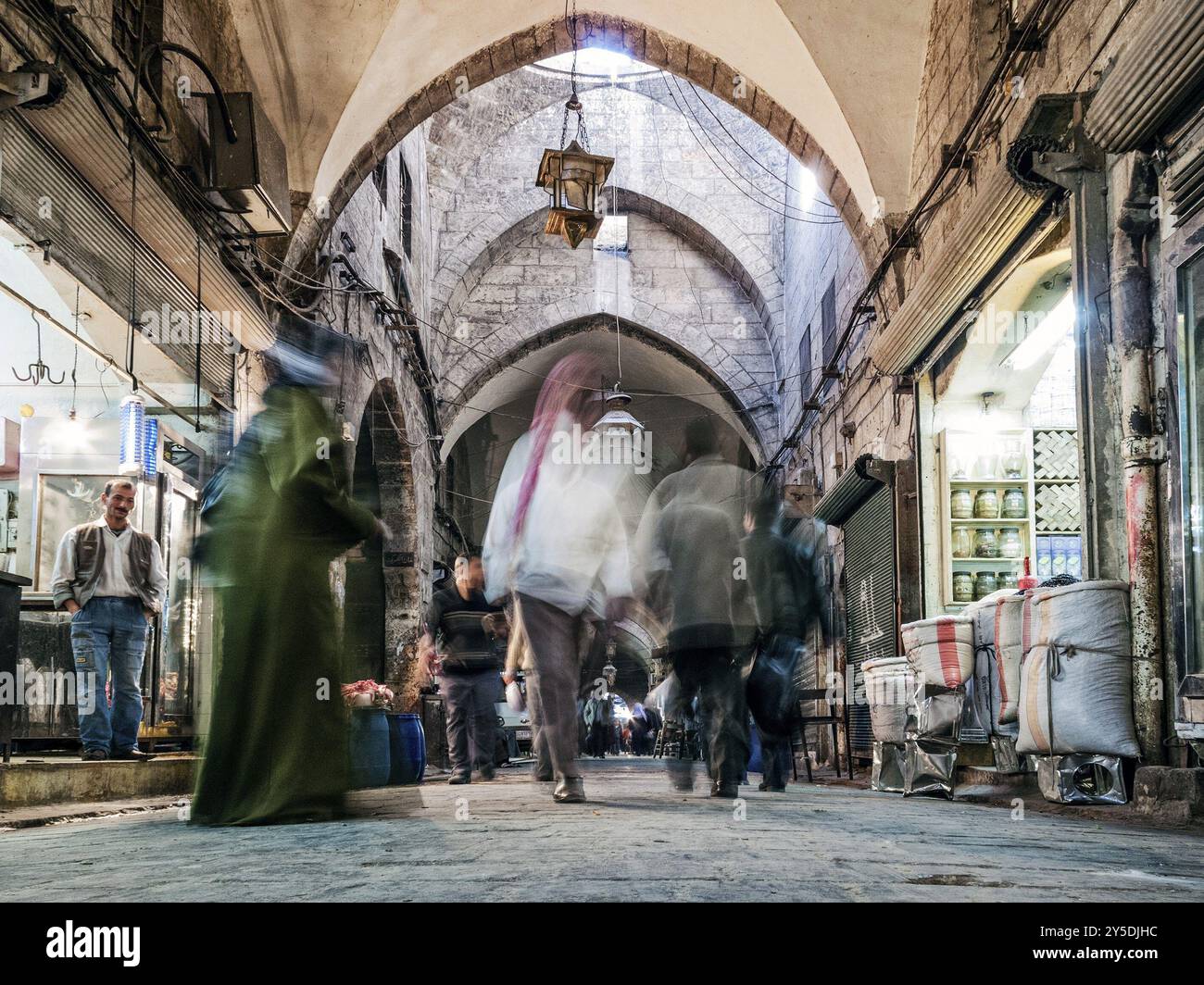 Busy souk market shopping street in old town of aleppo syria Stock ...