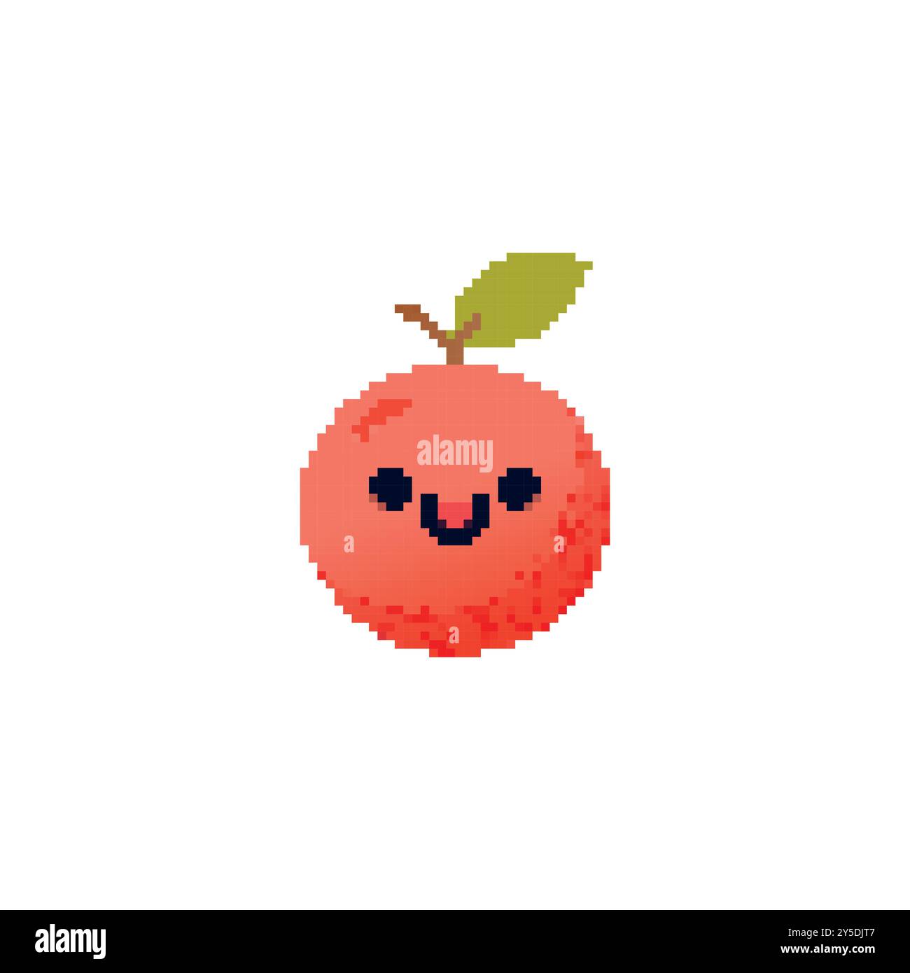 Pixelated smiling fruit icon. Cute pixel art of a red fruit with a ...