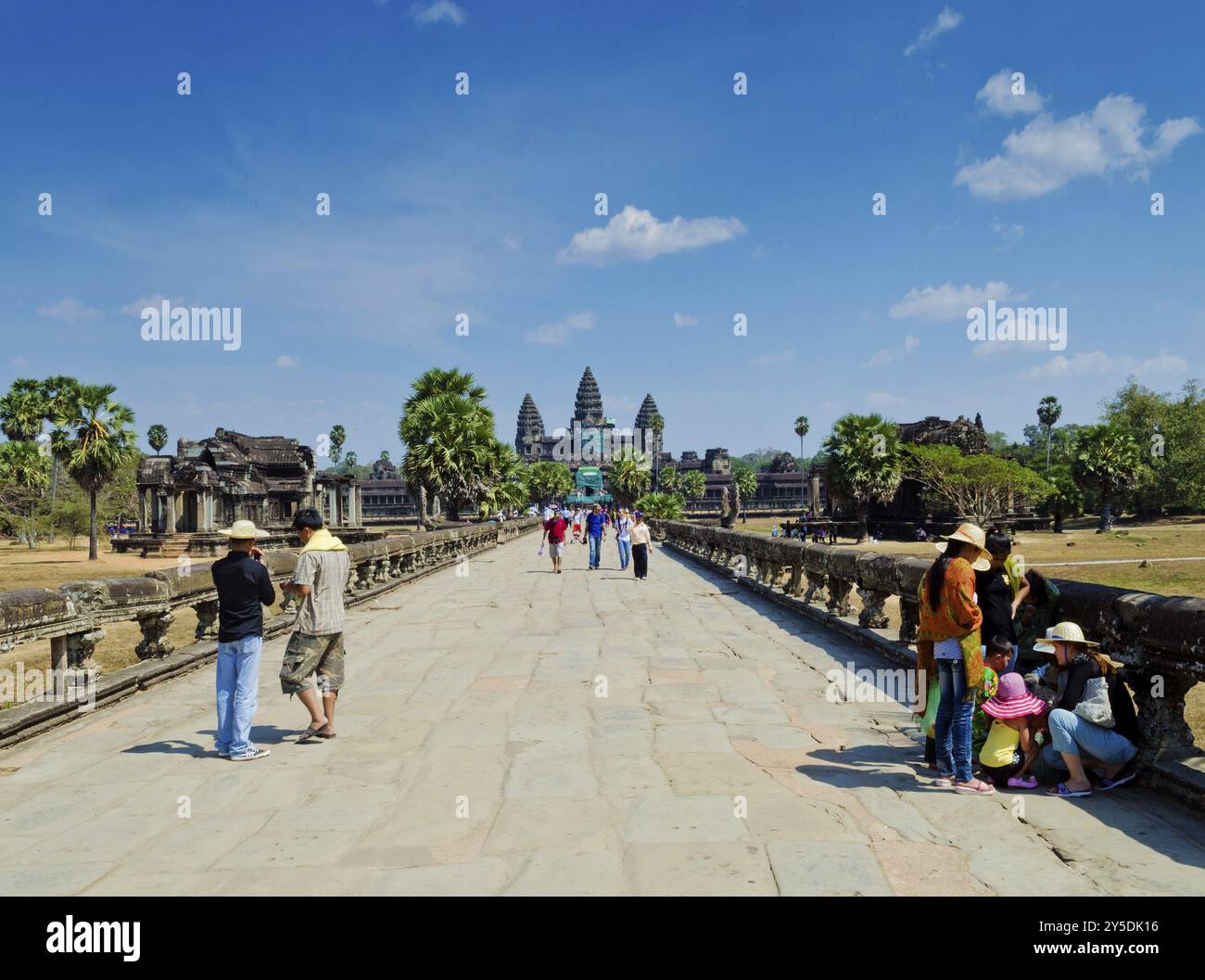 Main entrance to famous angkor wat temples ruins near siem reap ...