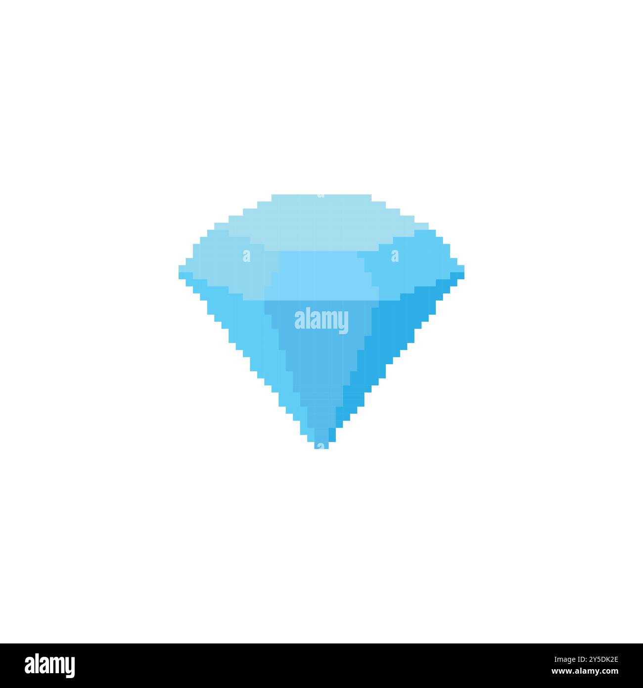 Blue pixelated diamond icon. Pixel art blue diamond shape with sharp ...