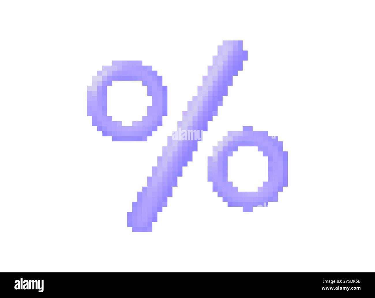 Purple pixelated percentage symbol. Close-up of a percentage symbol in ...